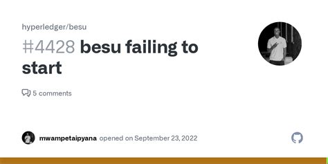 Besu Failing To Start · Issue 4428 · Hyperledgerbesu · Github