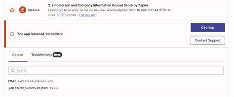 lead score by zapier error the app returned forbidden zapier community
