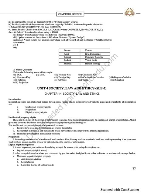 Society Law And Ethics Class 12 Cs And Ip Python Notes Pdf