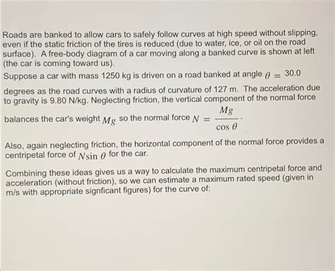 Solved Roads Are Banked To Allow Cars To Safely Follow Chegg