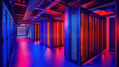 Data Center With Illuminated Server Racks And Modern Design Stock Image Image Of Modern
