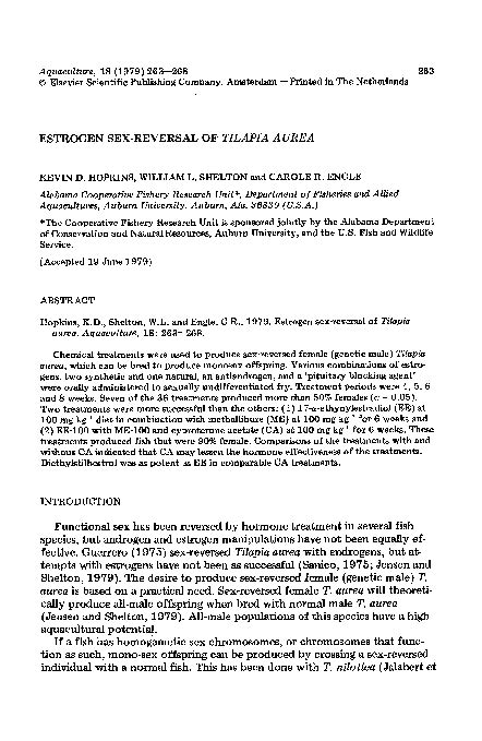 Pdf Estrogen Sex Reversal Of Tilapia Aurea