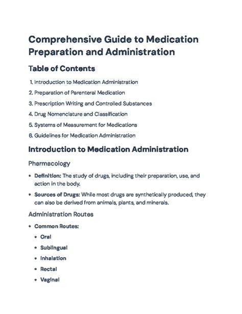 Comprehensive Guide To Medication Preparation And Administration