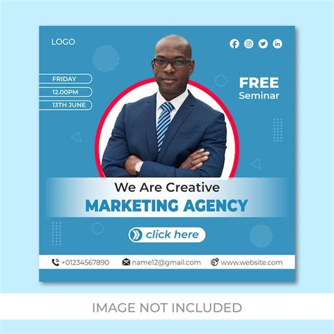 크리에이티브 마케팅 대행사 및 기업 소셜 미디어 포스트 템플릿 프리미엄 벡터