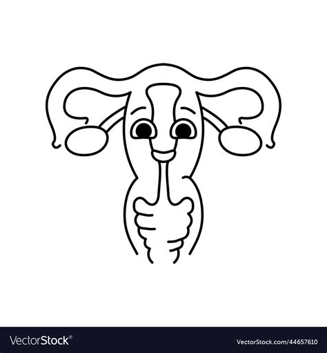 Human Organ Uterus Color Line Icon Mascot Vector Image