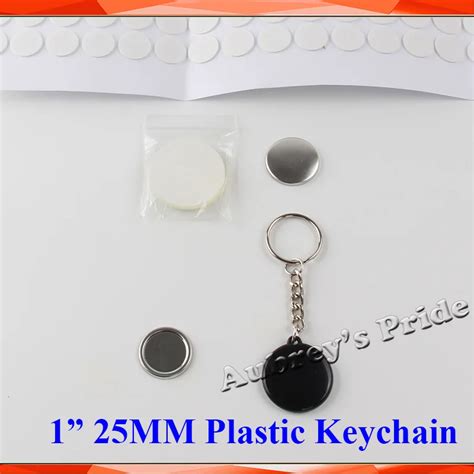 1 개 25mm 100 세트 플라스틱 열쇠 고리 기장 단추 백색 또는 검정 2 개의 색깔 제안 공급 물자 제작자 기계 Aliexpress