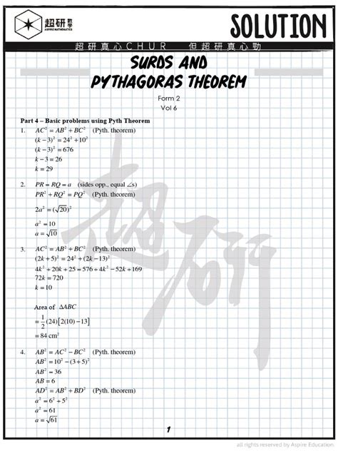 S2 W21 R06 Surds And Pythagoras Theorem Ver2023 Homework Solution Pdf
