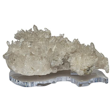 Natural Brazilian Quartz Multipoint Specimen Mounted On Custom Acrylic Base At StDibs