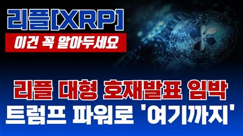리플 전망 리플 대형 호재 발표 임박 트럼프 파워로 여기까지 간다 업비트시황 코인시황 급등코인추천 리플 리플대응 Xrp Youtube