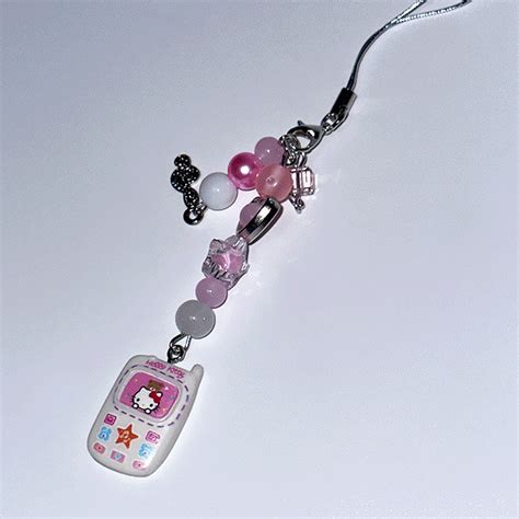 키치피치펀치 한정수량단독상품신상할인y2k희귀템 핑크 키티 키링 후우링 비즈 하트 별 구슬 핸드폰줄 열쇠고리 아이폰 갤럭시 에어팟 버즈 스트랩 하라주쿠 갸루