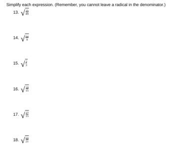 Simplifying Radical Expressions By Joy Samsel TPT