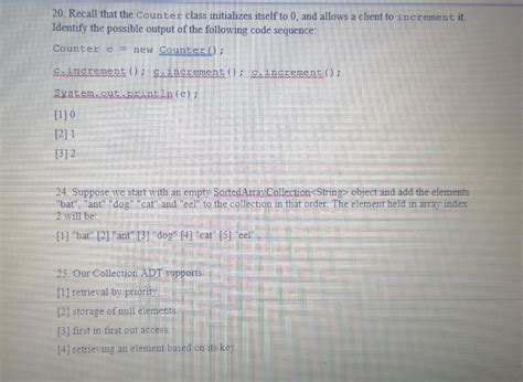 Solved 20 Recall That The Counter Class Initializes Itself