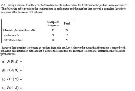 Solved Q6 During A Clinical Trial The Effect Of Two