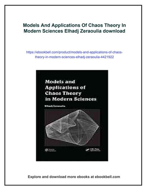 Models And Applications Of Chaos Theory In Modern Sciences Elhadj