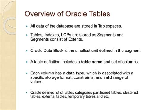 Oracle Tables Ppt