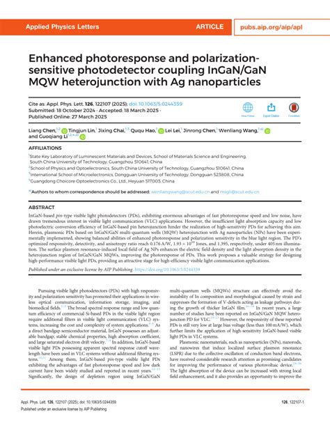 Enhanced Photoresponse And Polarization Sensitive Photodetector Coupling Ingangan Mqw