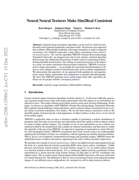 Pdf Neural Neural Textures Make Sim2real Consistent