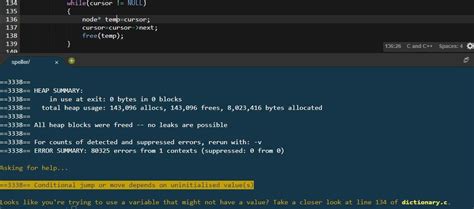 I Am Getting A Valgrind Error Repeatedly In Check50 Speller Pset 5