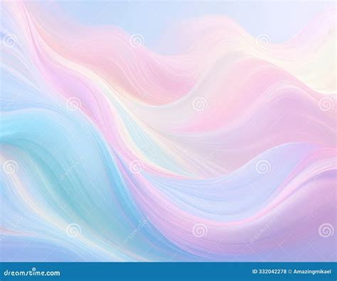 Pastel Soft Waves In Abstract Fluid Design Gentle Calming Background With Flowing Smooth