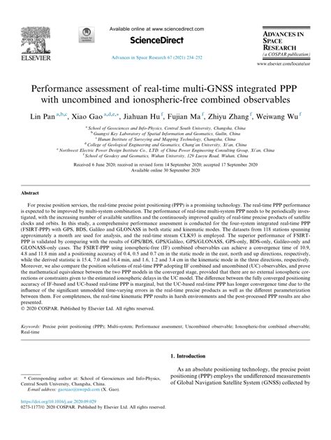 Pdf Performance Assessment Of Real Time Multi Gnss Integrated Ppp With Uncombined And