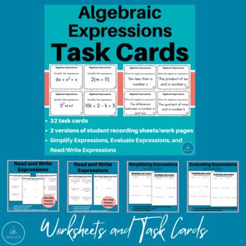 Written Expression Evaluating Expressions Simplifying Task Cards BUNDLE