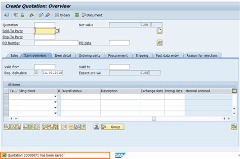 SAP SD Create Quotation