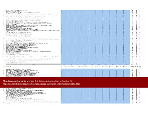 Business Process Automation Implementation Toolkit Template Excel Xls