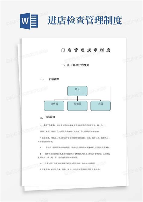 门店管理规章制度Word模板下载 编号lopnzkpe 熊猫办公
