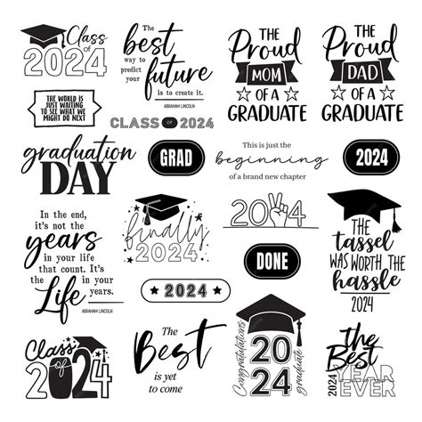 Premium Vector Graduation 2024 Lettering Set