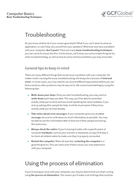 computer basics basic troubleshooting techniques pdf troubleshooting computer keyboard