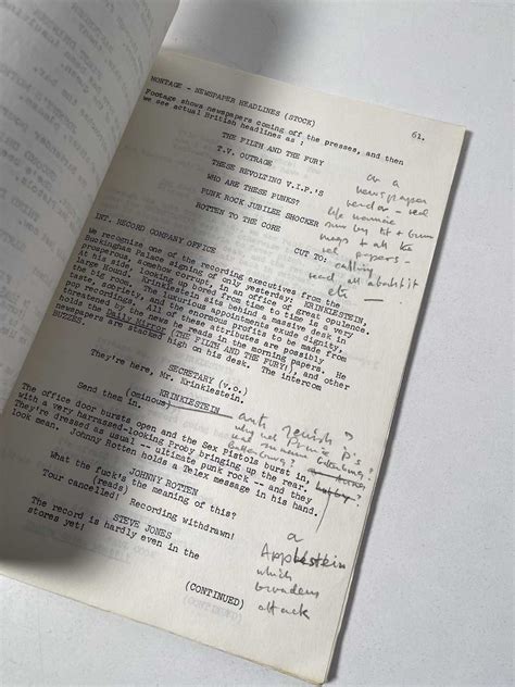 Lot 529 The Sex Pistols Early Draft Script For