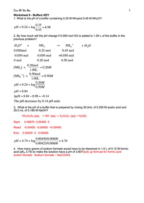 Buffers Worksheet With Answers Printable Pdf Download