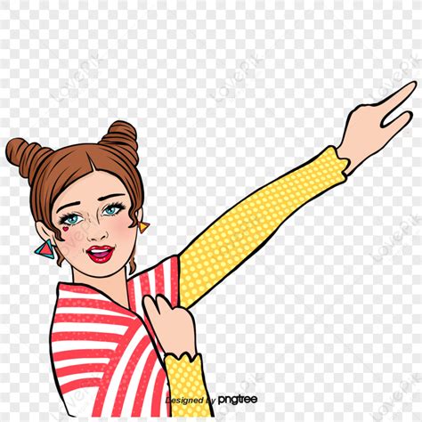 스트라이프 옷을 입은 만화 일러스트 여자예쁜색깔 Png 일러스트 무료 다운로드 Lovepik