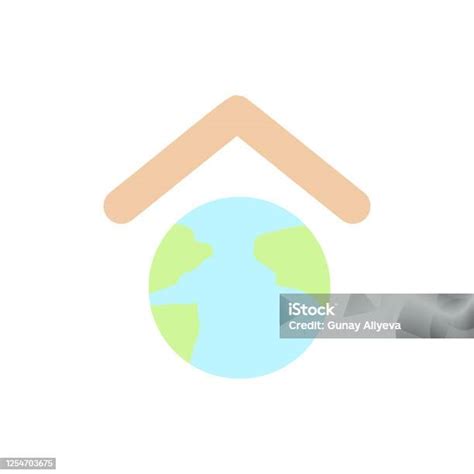 지구 지붕 아이콘 Ui 와 Ux 웹 사이트 또는 모바일 응용 프로그램에 대한 어머니 지구 일 아이콘의 간단한 색상 벡터 요소 개념에 대한 스톡 벡터 아트 및 기타 이미지