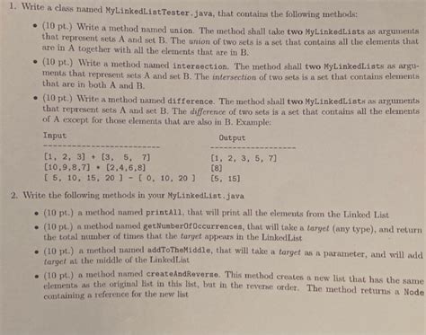 Solved 1 Write A Class Named Mylinkedlisttesterjava That