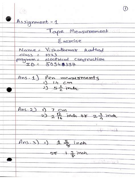 Assignment 1 Tap Measurement Exercise Pdf