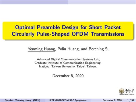 Optimal Preamble Design For Short Packet Circularly Pulse Shaped Ofdm
