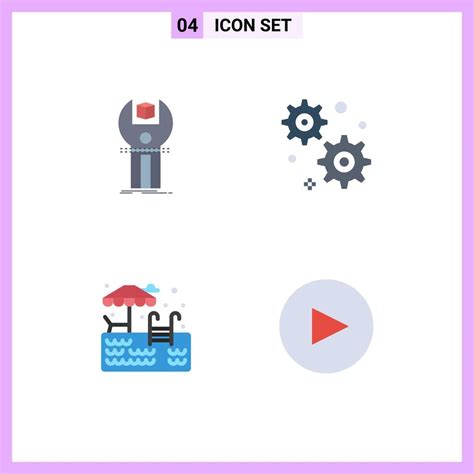 Pack Of 4 Creative Flat Icons Of Sdk Swimming Kit Business Play