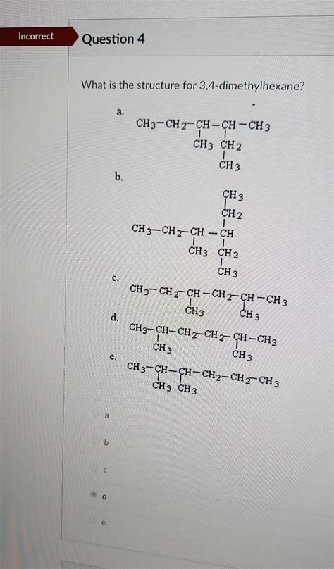 Solved What Is The Structure For 3 4 Dimethylhexane