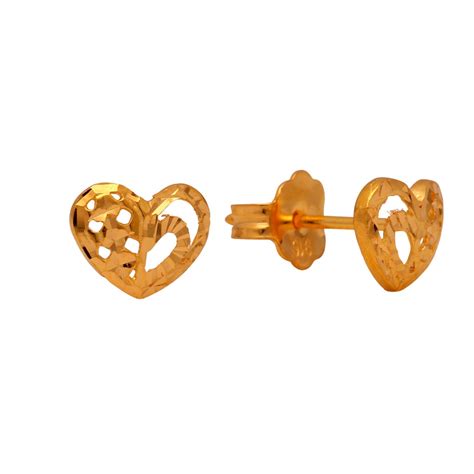 Taka Jewellery 916 Gold Earrings Heart Taka Jewellery