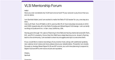 Sarthak Kalani On Linkedin Vlsi Mentorship Forum