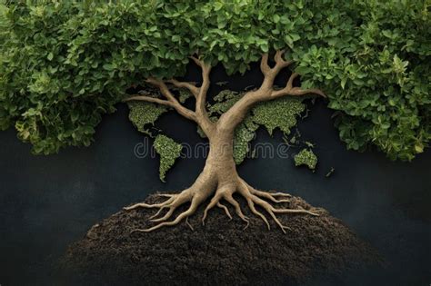 A Massive Tree With A Thick Trunk And Wide Canopy Extends Over An Earthy Landscape Featuring A