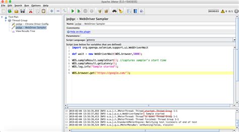 Jmeter Unable To Use Groovy Webdriver Scripts In Webdriversampler Stack Overflow