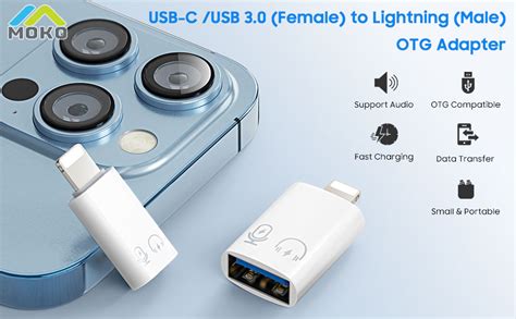 Amazon Com Moko Usb C Female To Lightning Male Adapter Lightning Male To Usb A Female Otg