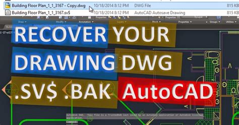 AutoCAD Tutorials Tips And Tricks Drawing Crash Recovery AutoCAD File DWG SV BAK Find