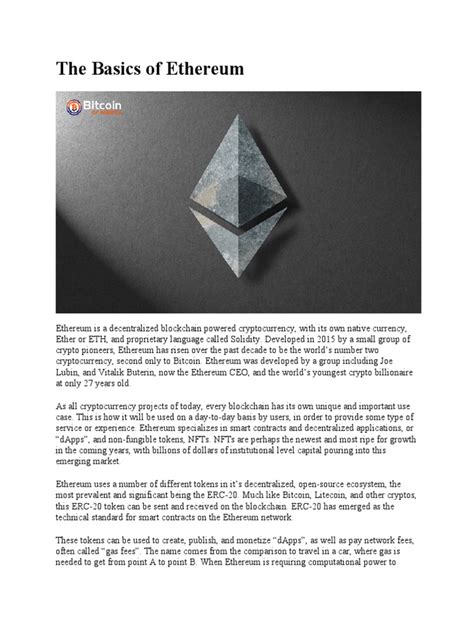 The Basics Of Ethereum Pdf Cryptocurrency Information Technology