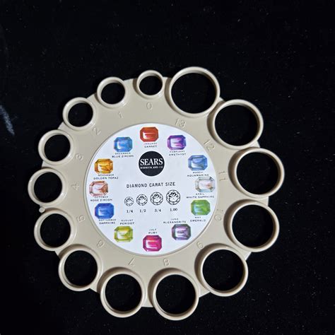 Vintage Sears Store Plastic Ring Sizer Diamond Carat Gem