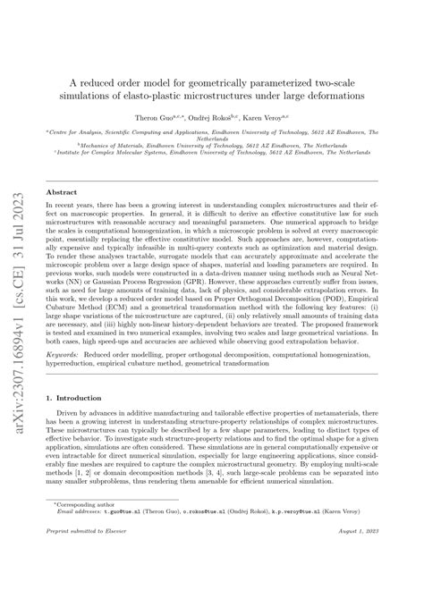Pdf A Reduced Order Model For Geometrically Parameterized Two Scale Simulations Of Elasto