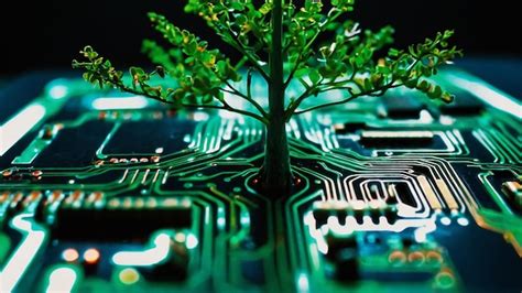 Premium Photo Tree Growing On The Converging Point Of Computer Circuit Board Green Computing