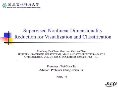 Ppt Supervised Nonlinear Dimensionality Reduction For Visualization